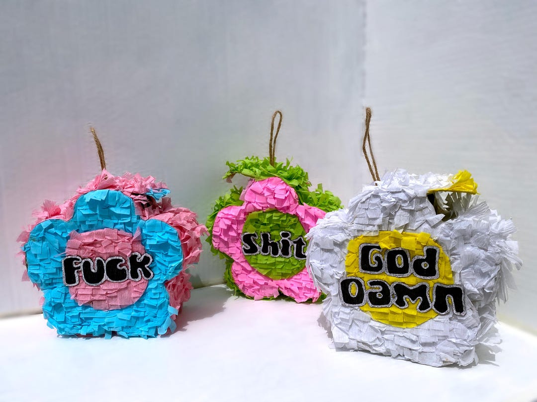Mini Cussing Daisy Piñata | Retro Swear Word Decor | Bold Floral Art ...