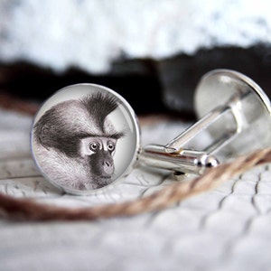 Cufflink Monkey Drawing Custom Personalized Cufflinks Cool - Etsy