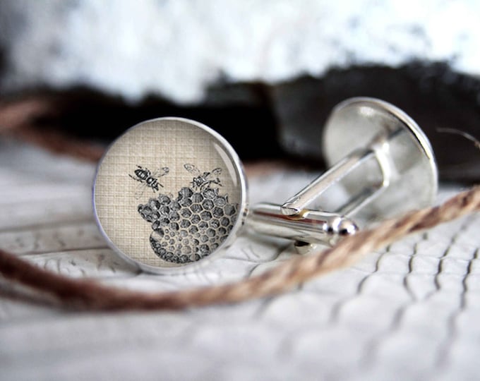 Honey Bee Vintage Drawing Cufflink Custom Personalized Cufflinks, Cool ...