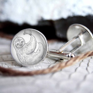 Cufflink Sloth Drawing Custom Personalized Cufflinks, Cool Gifts for ...