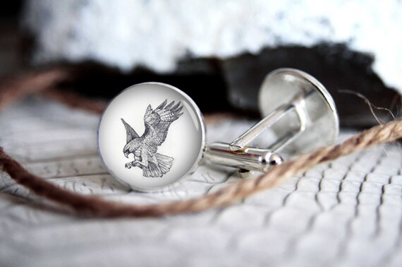 Cufflink Eagle Drawing Custom Personalized Cufflinks Cool | Etsy