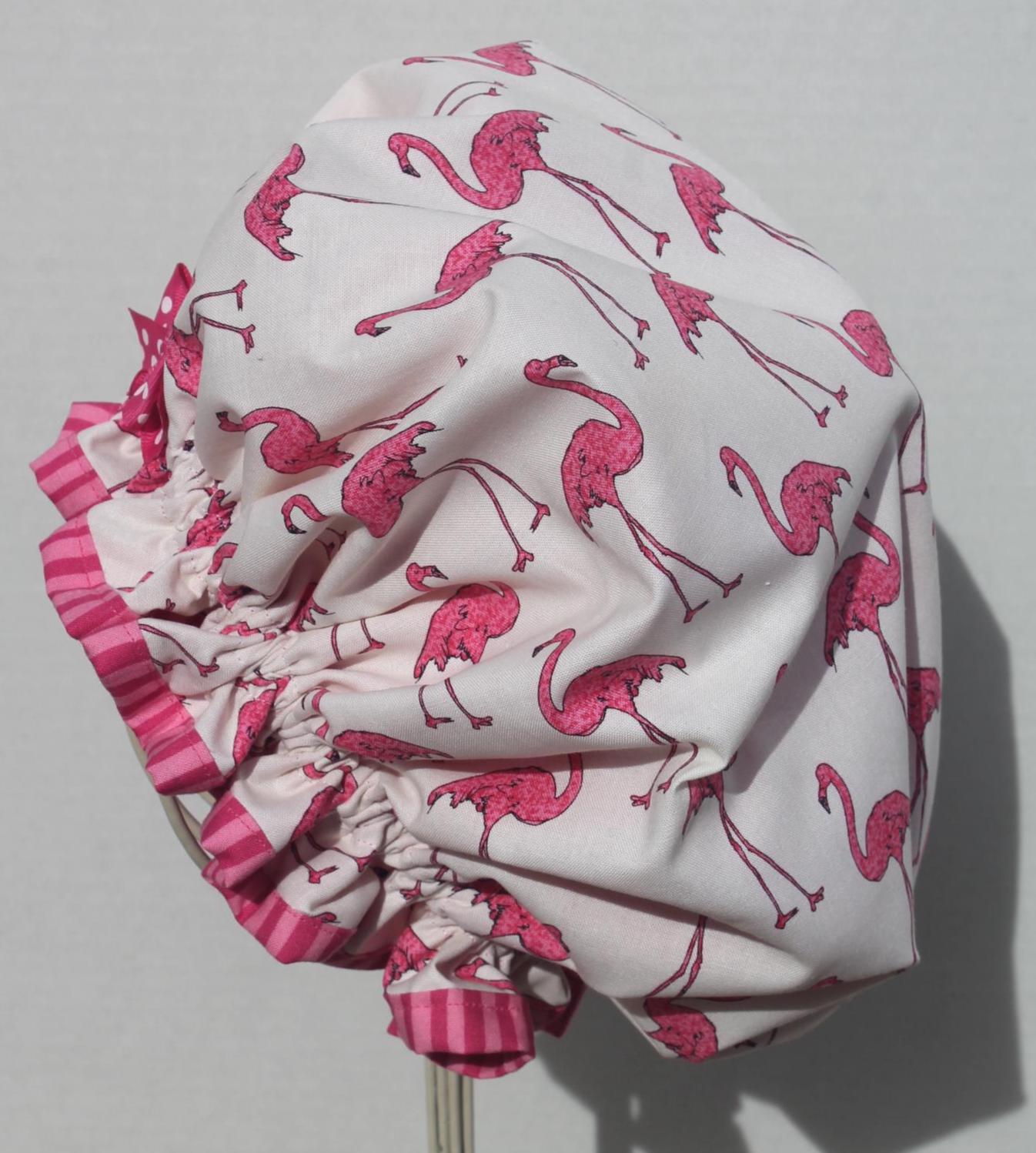 Hot Pink FLAMINGOS; Ladies Designer Shower Cap; PINK COLORED Plastic ...