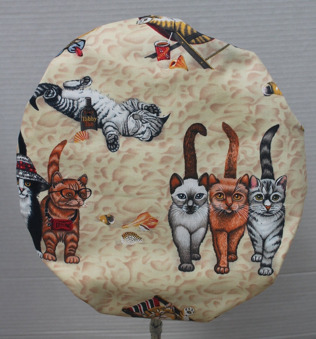 CATS on the BEACH W/ Sea Shells Novelty Cotton Fabric; Ladies Designer ...