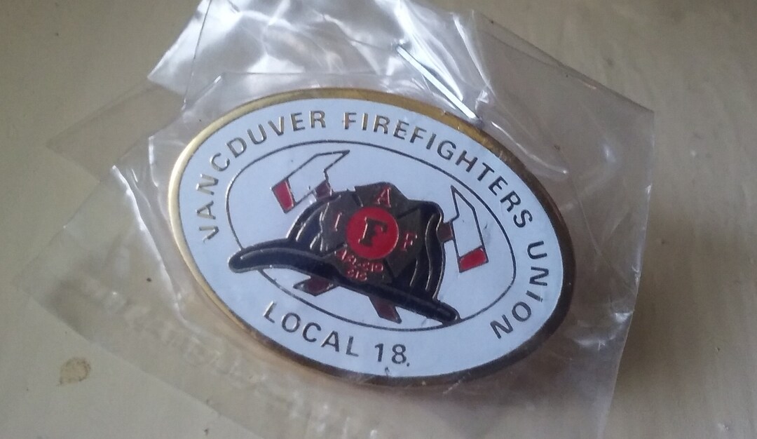 Vancouver Fire Fighters Union Local 18 Vintage Pin Badge With Typo - Etsy