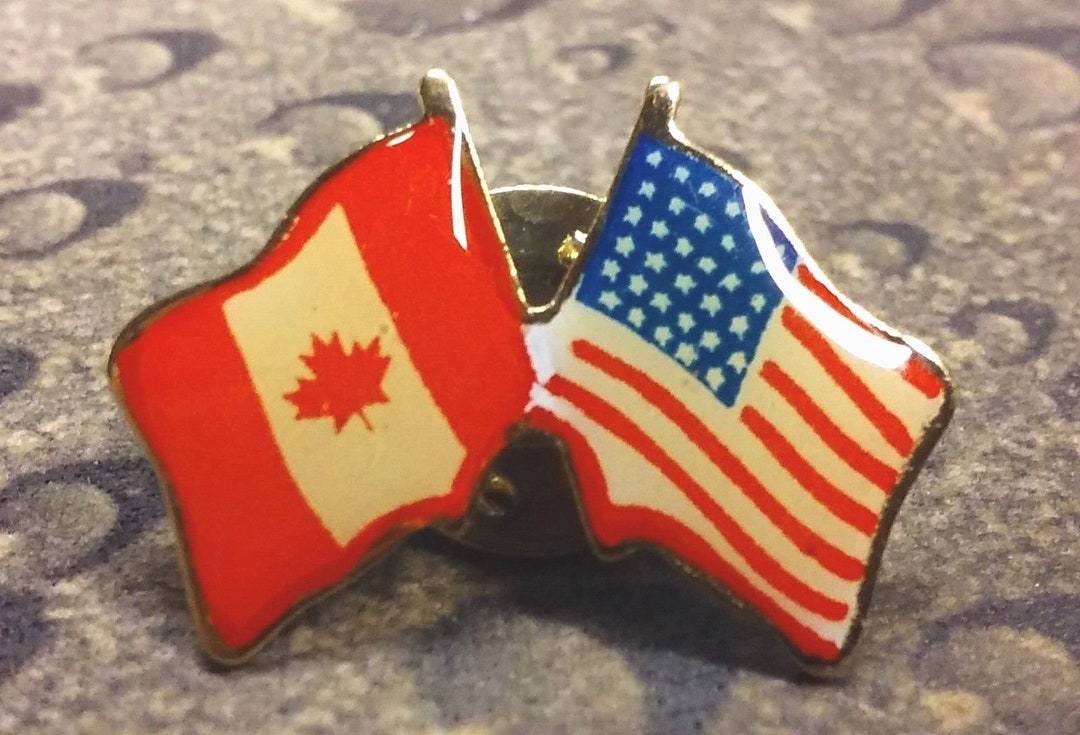 Canadian USA Flag Friendship Enameled Lapel Pin Pre-owned - Etsy