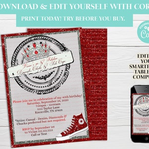 Converse and Bling Invitations Fabulous and 40 Invitations - Etsy