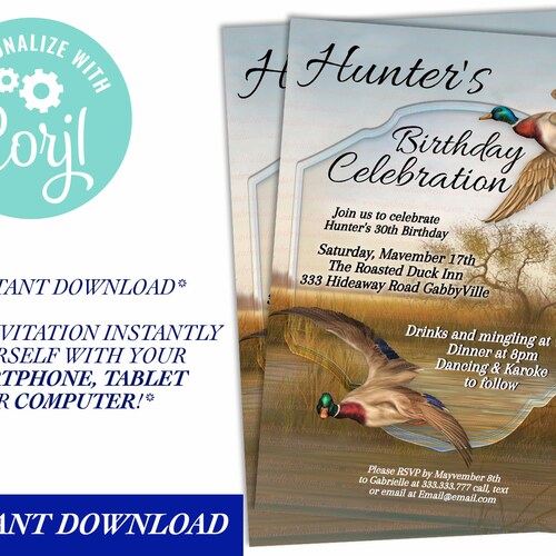 Duck Hunting Birthday Invitation Hunting Party Invitation - Etsy