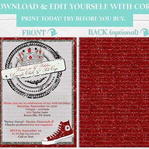 Converse and Bling Invitations Fabulous and 40 Invitations - Etsy