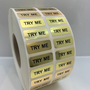 Try Me Labels Silver / Gold Mini Stickers 25mm X 10mm - Etsy
