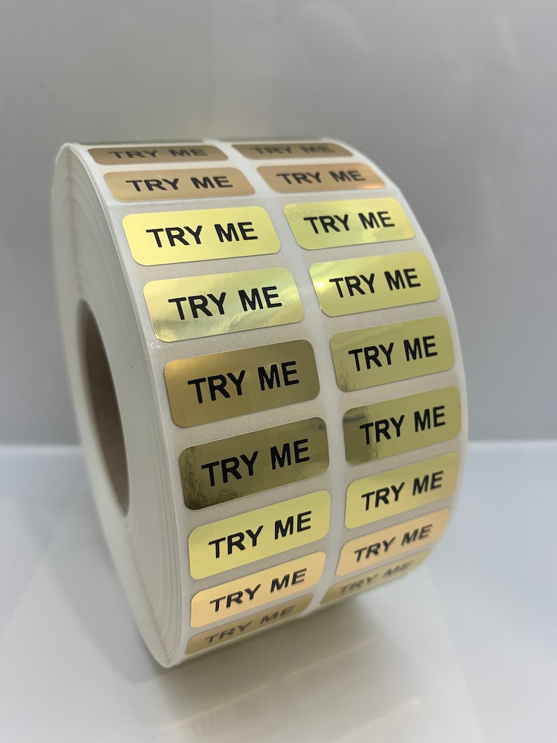 Try Me Labels Silver / Gold Mini Stickers 25mm X 10mm - Etsy