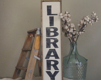 Library sign | Etsy