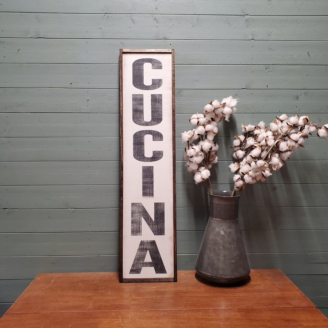 Vertical Cucina Sign Italian Kitchen Sign Rustic Italian - Etsy