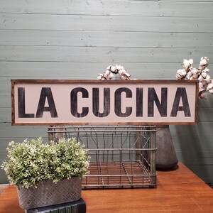 La Cucina Sign, Italian Kitchen Sign, Rustic Decor, Wood La Cucina Sign ...