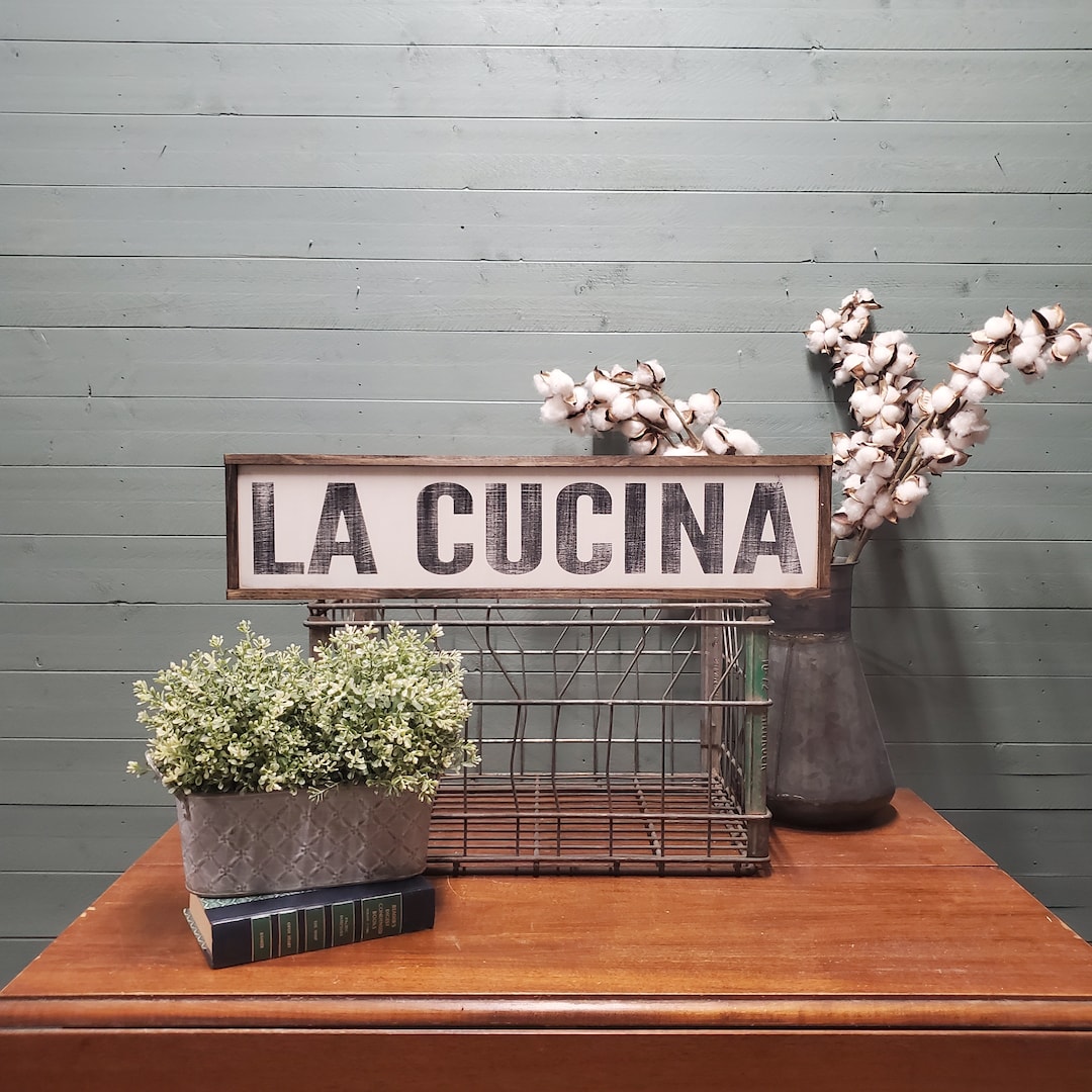 La Cucina Sign, Italian Kitchen Sign, Rustic Decor, Wood La Cucina Sign ...