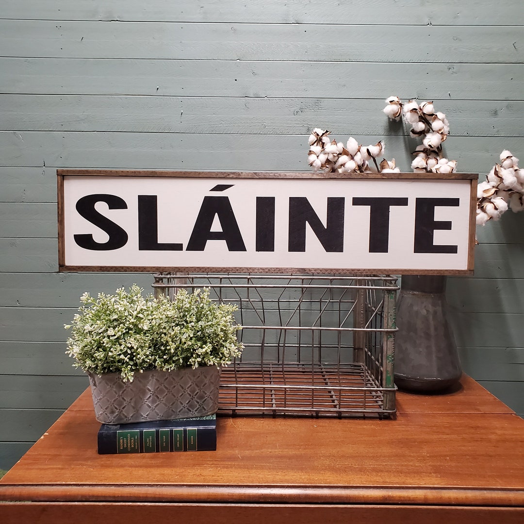 Slainte Sign, Irish or Scottish Cheers Rustic Decor, Wood Bar Sign ...