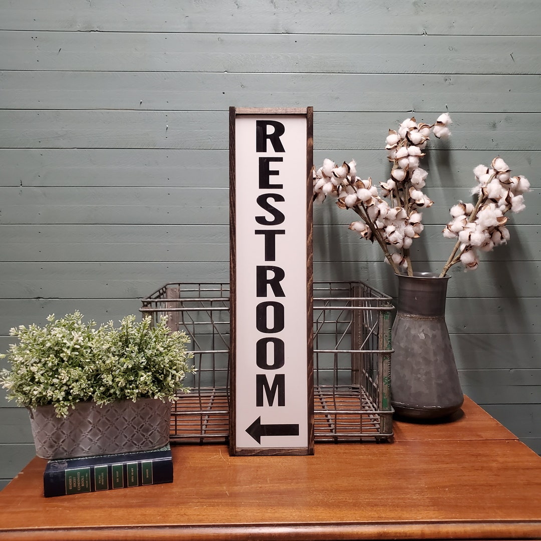 Restrooms Signs, Restroom Signs, Arrow Sign, Directional Sign, Vertical ...