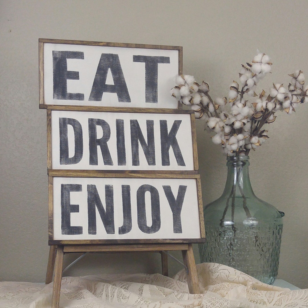 Eat Drink Enjoy Signs Kitchen Wall Decor Farmhouse Kitchen - Etsy