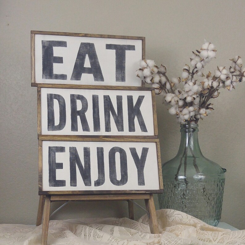 Eat Drink Enjoy Signs Kitchen Wall Decor Farmhouse Kitchen - Etsy