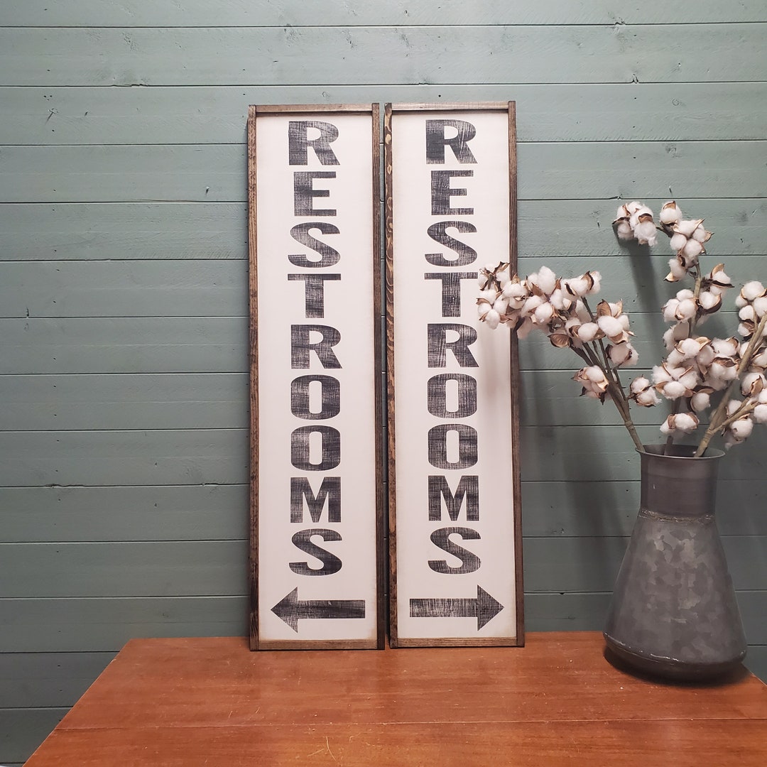 Señales de baños, señales de baño, señal de flecha, señal direccional ...