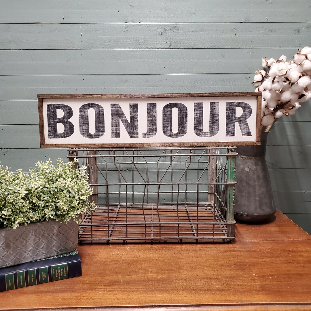 French Welcome Sign, Bonjour Sign, Rustic French Decor, French Country ...