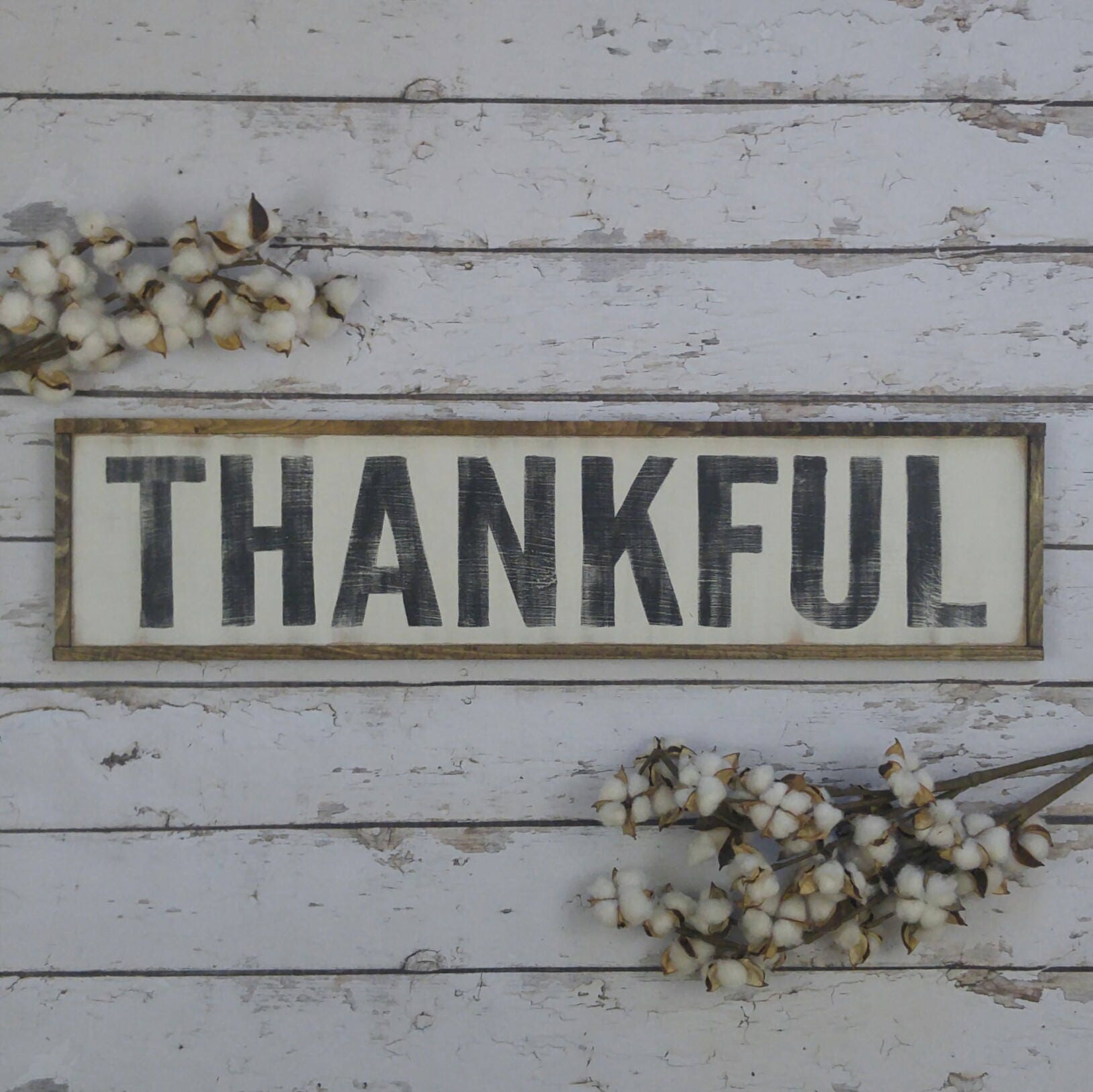Thankful Sign Thanksgiving Decor Give Thanks Sign Farmhouse | Etsy