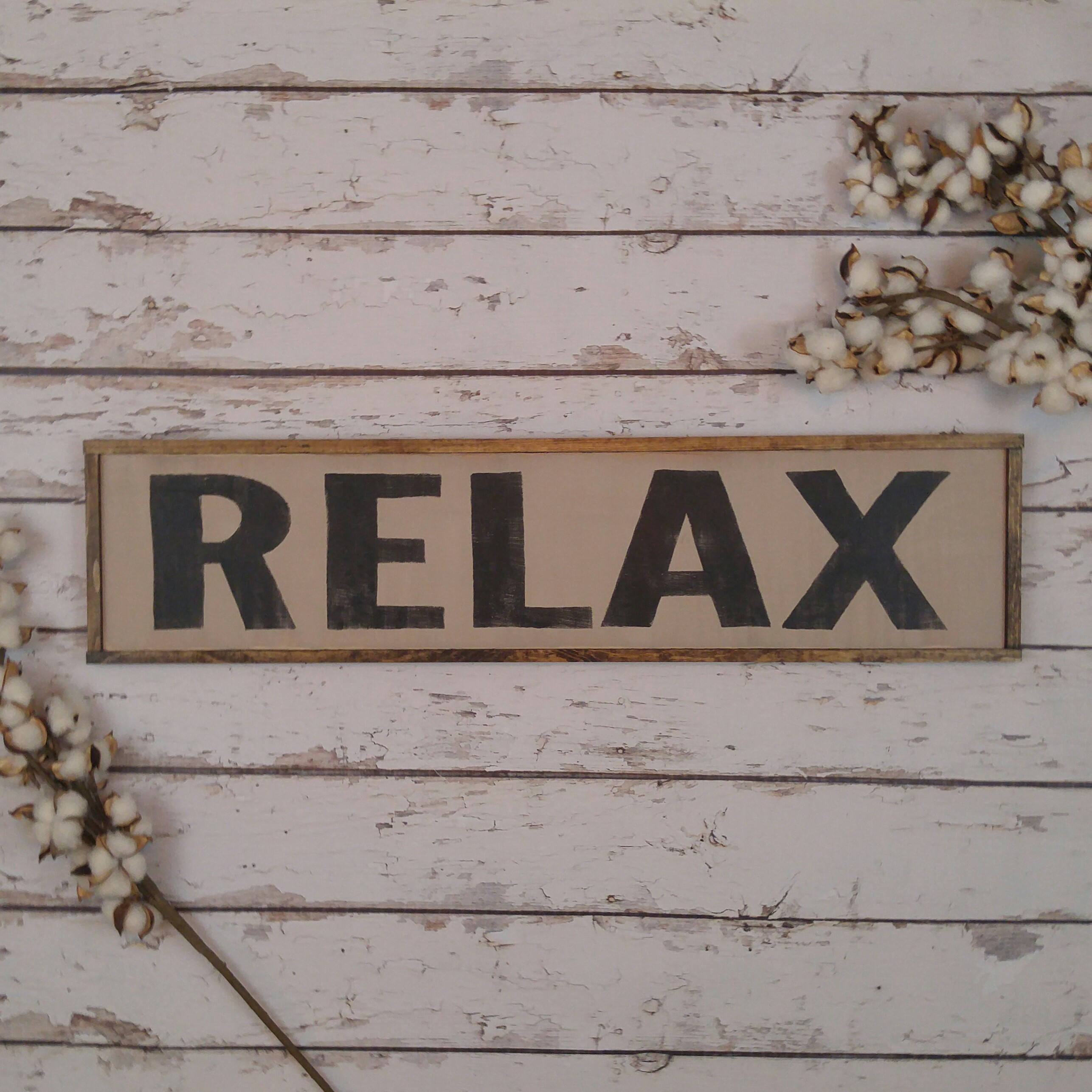 Relax Sign Relax Wood Sign Spa Decor Vertical Wood Sign | Etsy