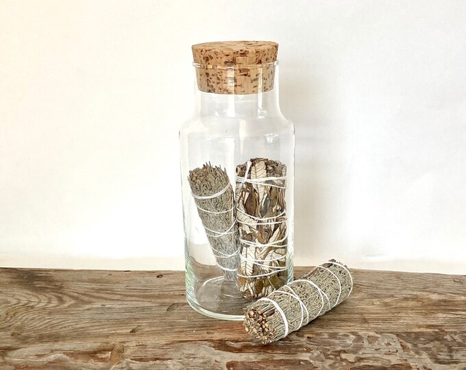 Vintage Clear Glass Cylinder Storage Jar Cork Top Bottle - Etsy