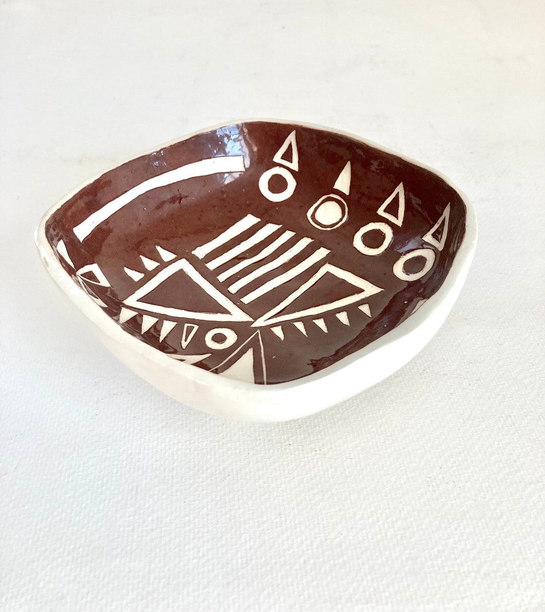 Vintage Hand Made Studio Geometric Pottery Bowl - Etsy