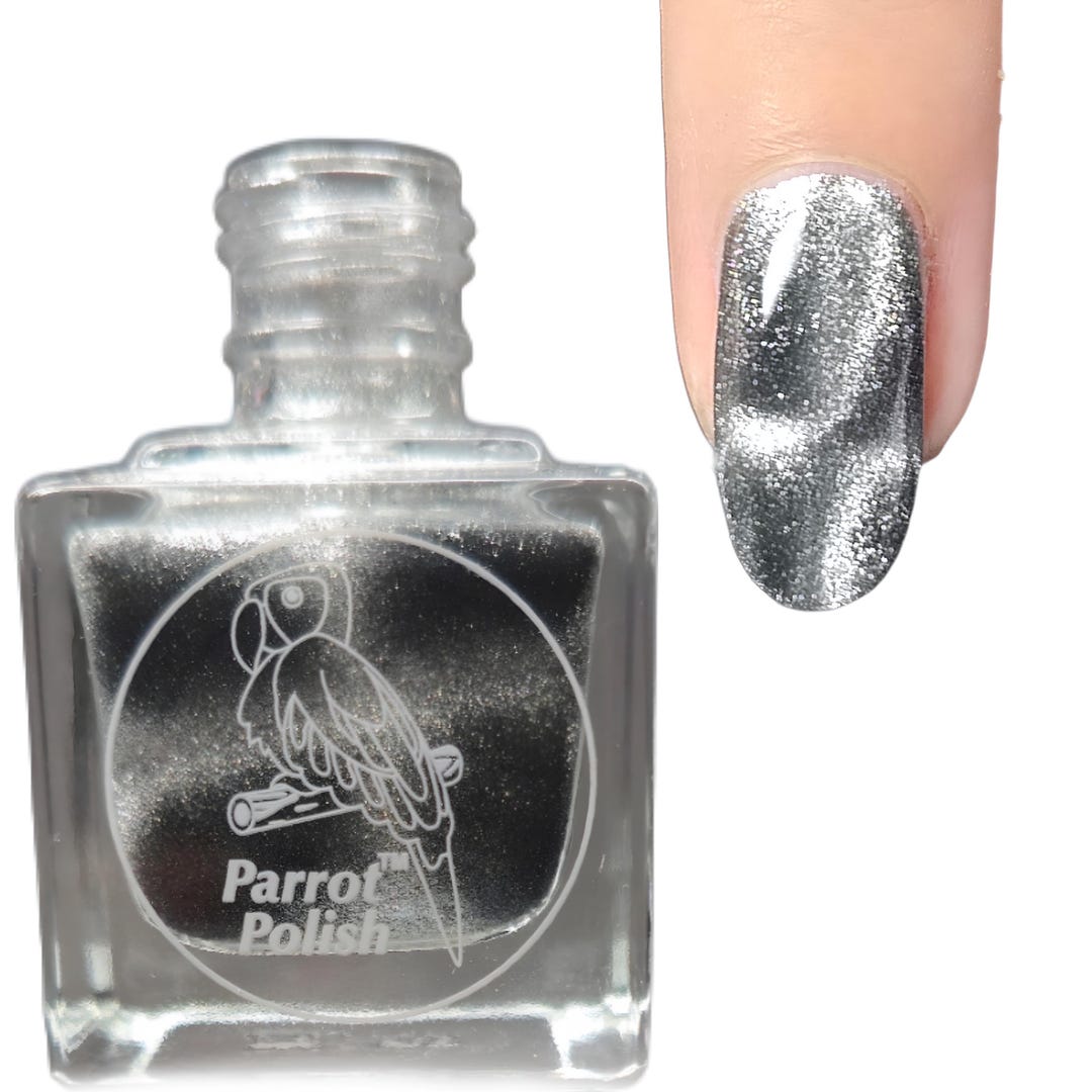 Parrot Polish Chartreux Cat Magnetic Ultrachrome Nail Lacquer- Silver ...