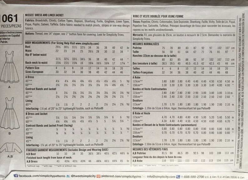 Simplicity 1061 Sewing Pattern UNCUT - Etsy