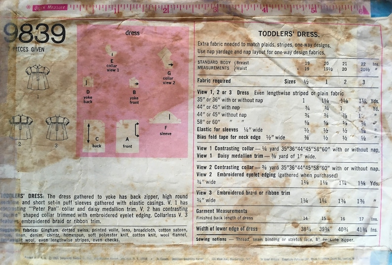 Simplicity 9839 Sewing Pattern vintage CUT - Etsy