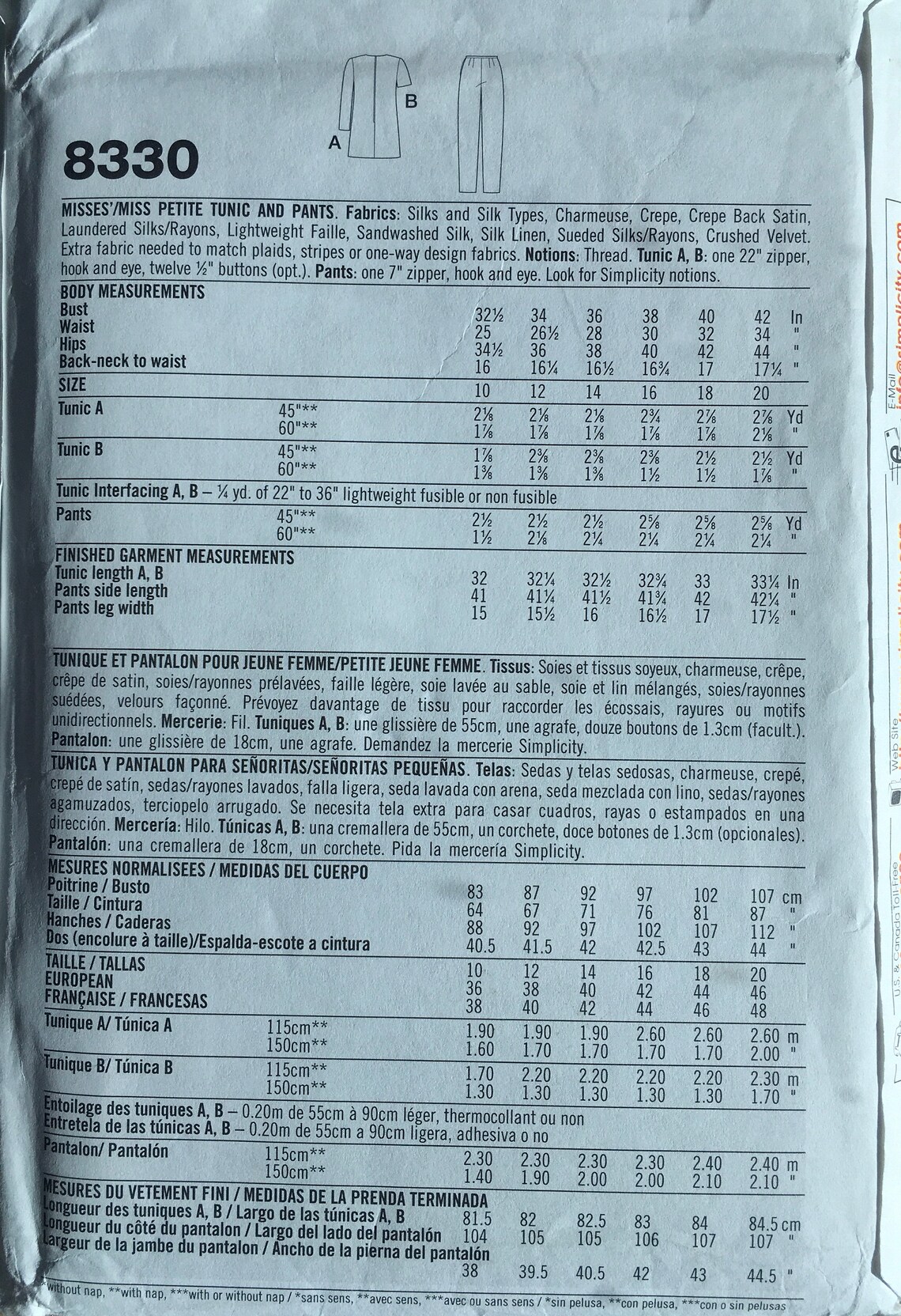 Simplicity 8330 Sewing Pattern vintage UNCUT - Etsy