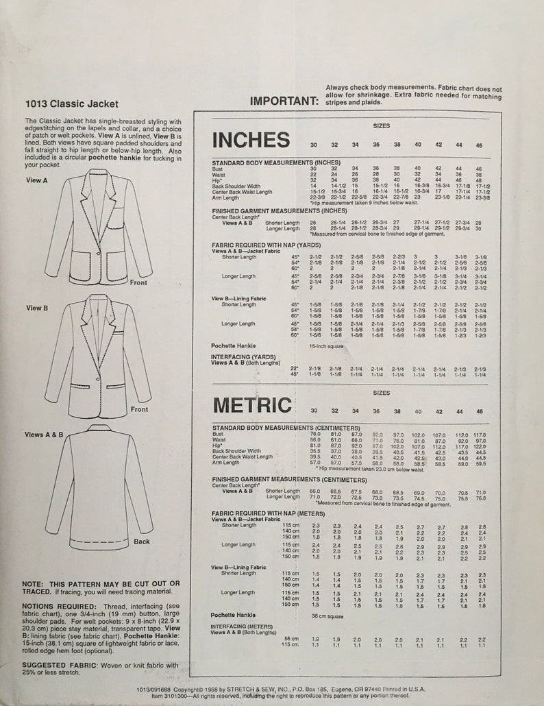 Stretch & Sew 1013 Sewing Pattern vintage UNCUT | Etsy