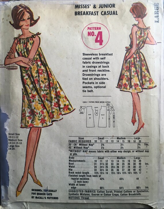 Quaker Oats 4 Sewing Pattern vintage CUT | Etsy
