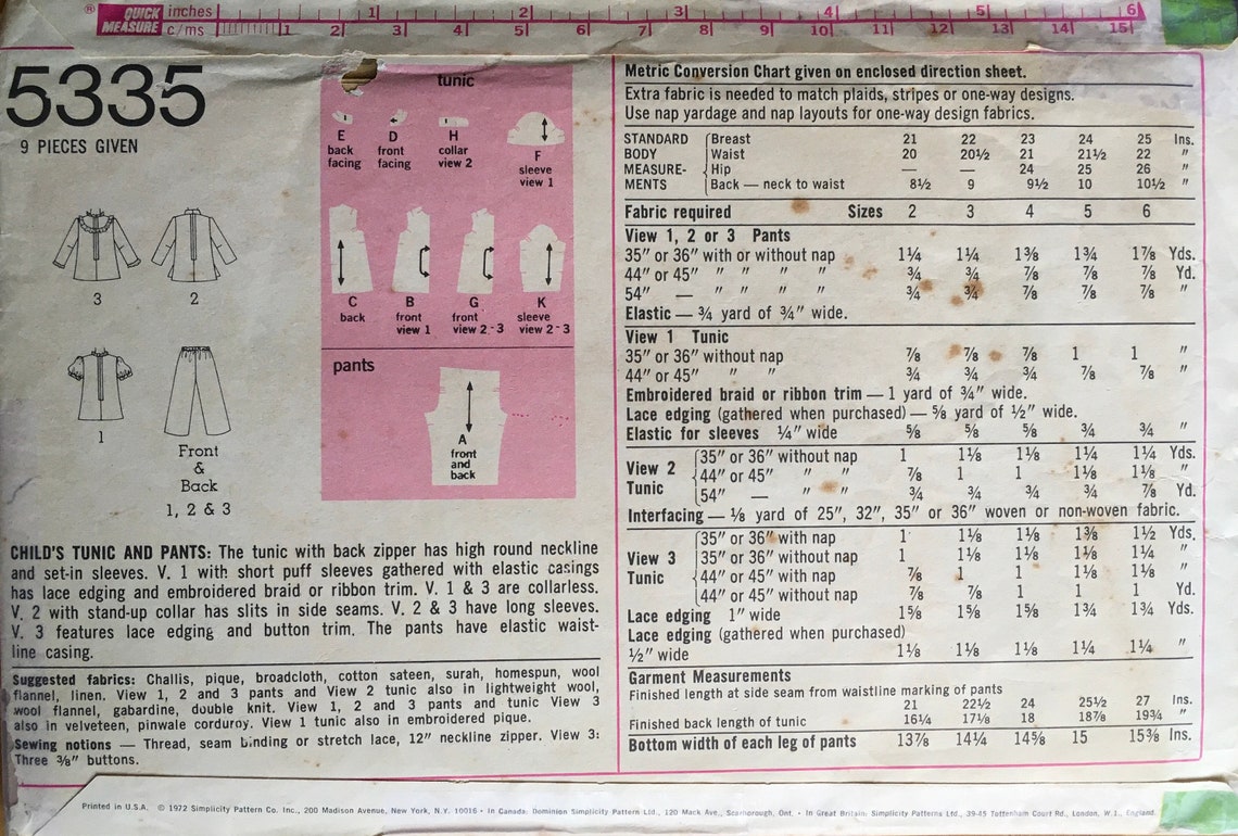 Simplicity 5335 Sewing Pattern vintage CUT - Etsy