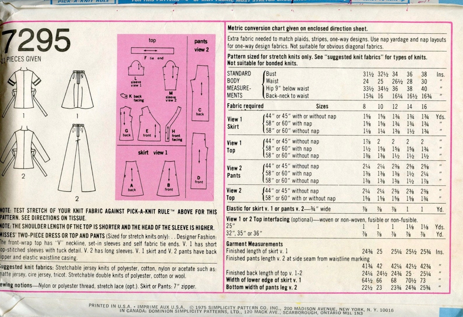 Simplicity 7295 Sewing Pattern vintage UNCUT | Etsy