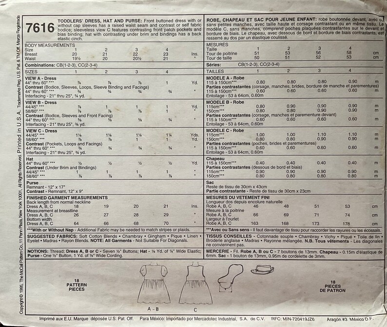 Mccall's 7616 Sewing Pattern vintage UNCUT - Etsy