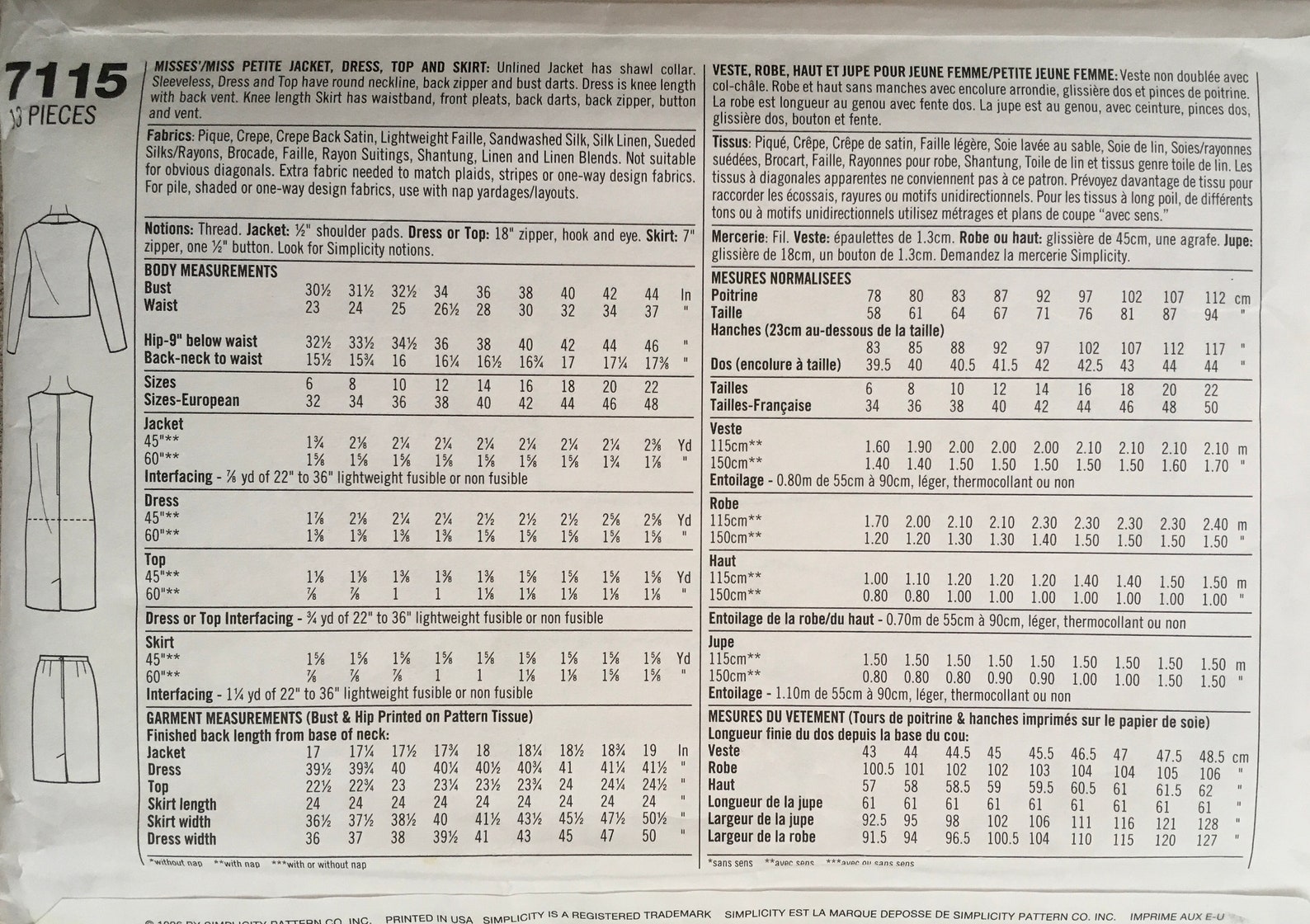 Simplicity 7115 Sewing Pattern vintage UNCUT - Etsy