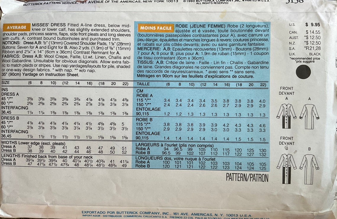 Butterick 3138 Sewing Pattern vintage UNCUT - Etsy