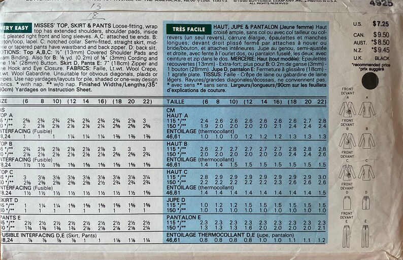 Butterick 4925 Sewing Pattern vintage CUT - Etsy