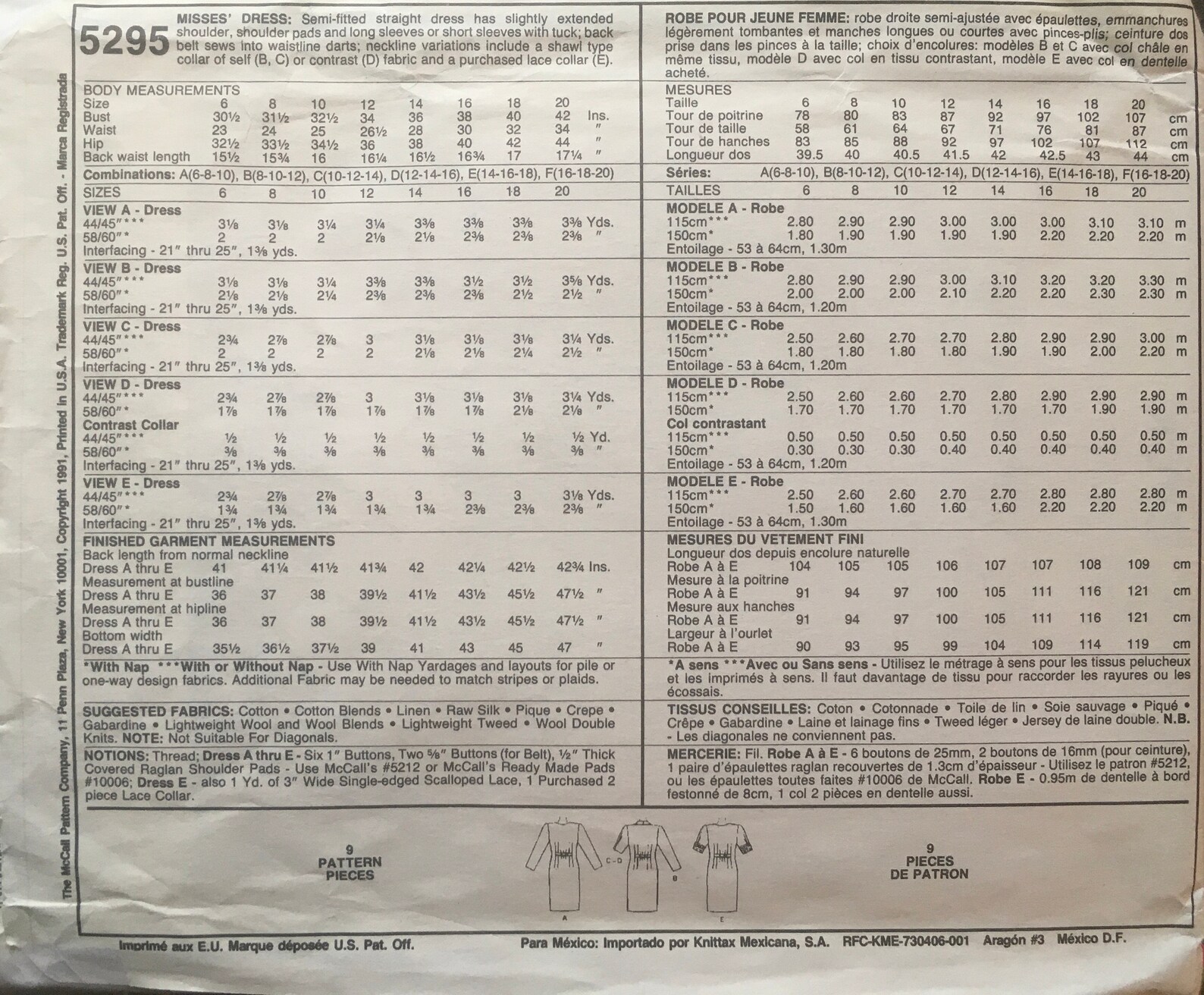 Mccall's 5295 Sewing Pattern vintage CUT - Etsy