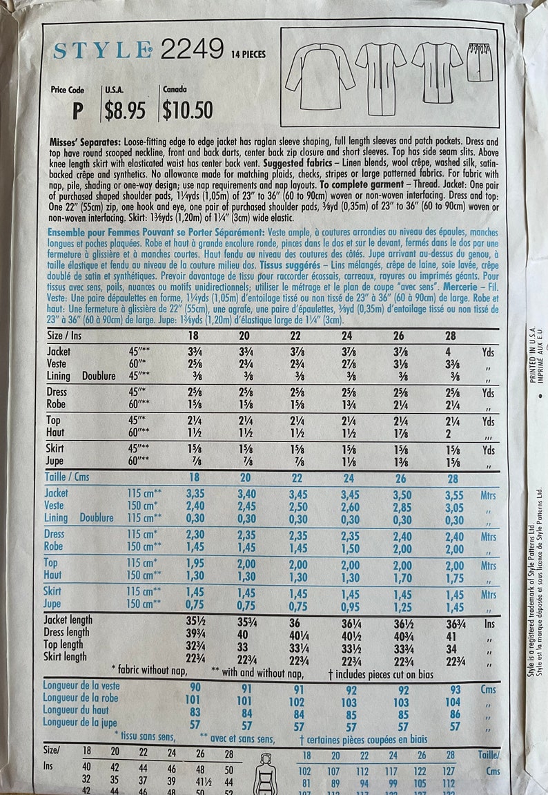 Style 2249 Sewing Pattern vintage UNCUT - Etsy
