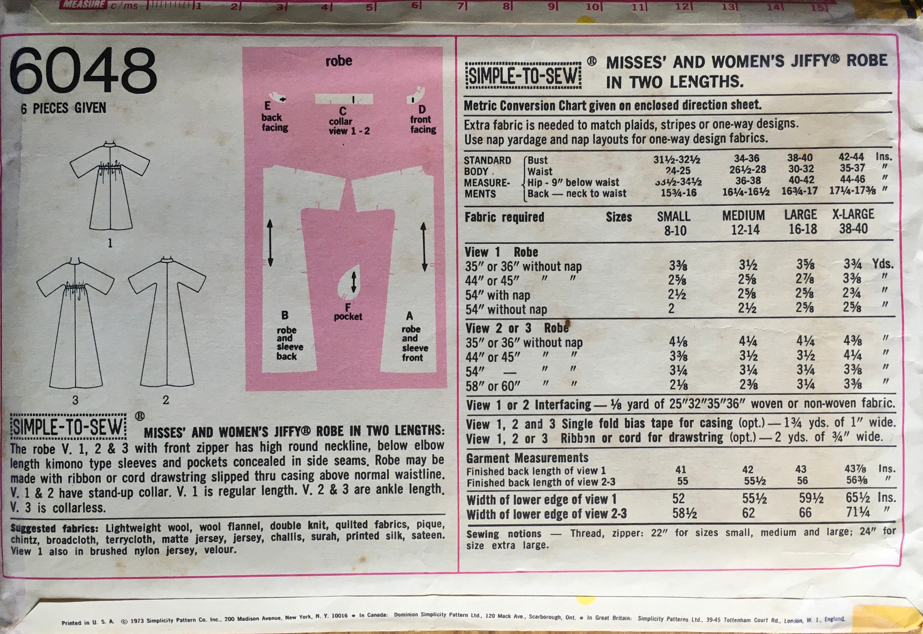 Simplicity 6048 Sewing Pattern vintage CUT - Etsy