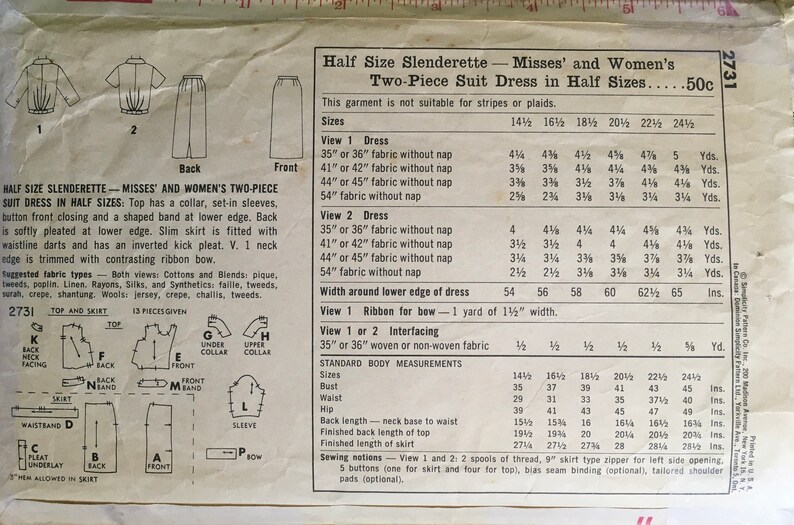 Simplicity 2731 Sewing Pattern vintage CUT - Etsy