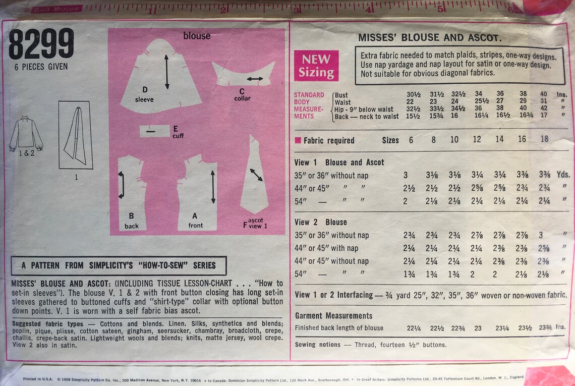 Simplicity 8299 Sewing Pattern vintage CUT - Etsy