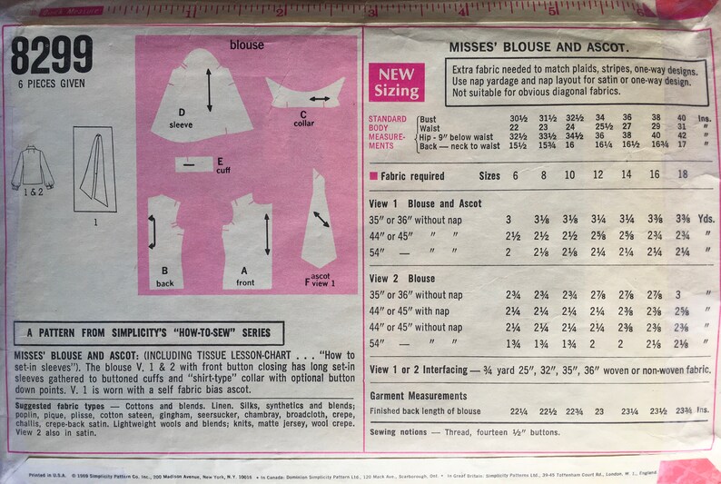 Simplicity 8299 Sewing Pattern vintage CUT - Etsy