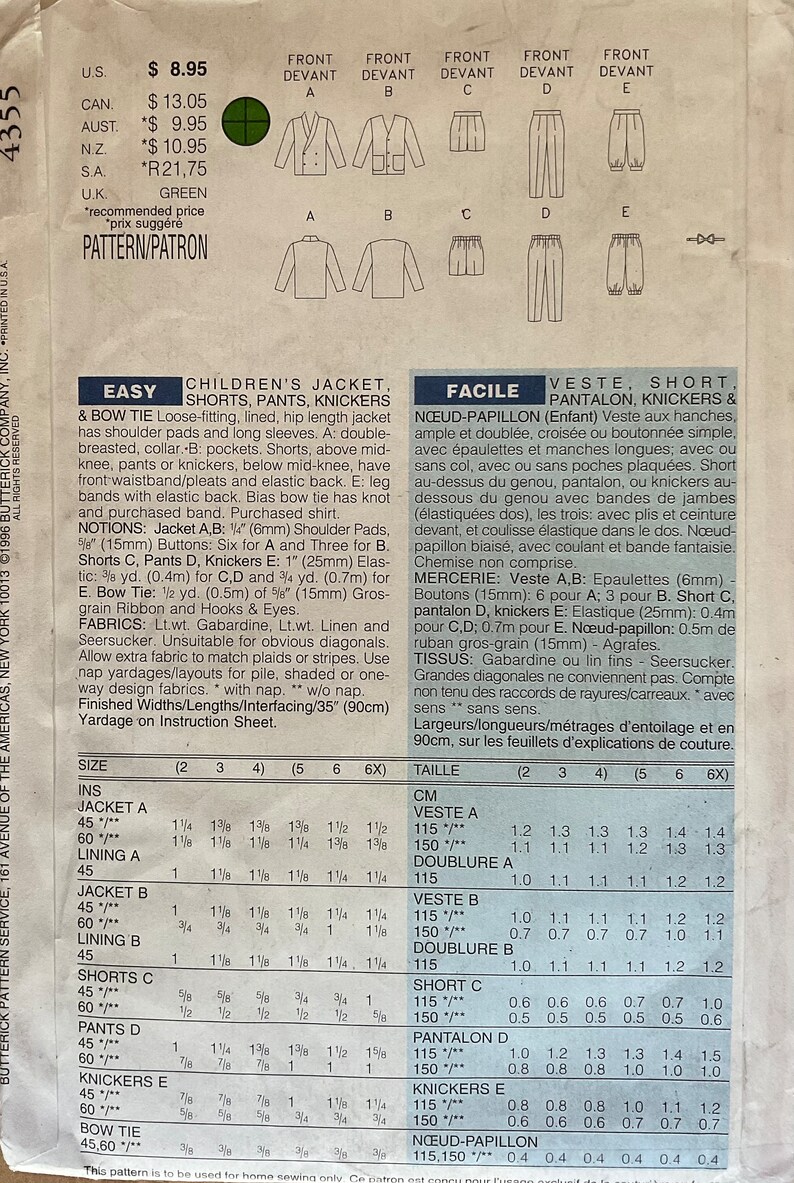 Butterick 4355 Sewing Pattern vintage UNCUT/CUT - Etsy