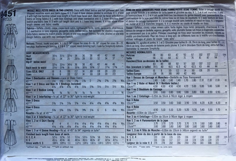 Simplicity 9451 Sewing Pattern Vintage CUT | Etsy