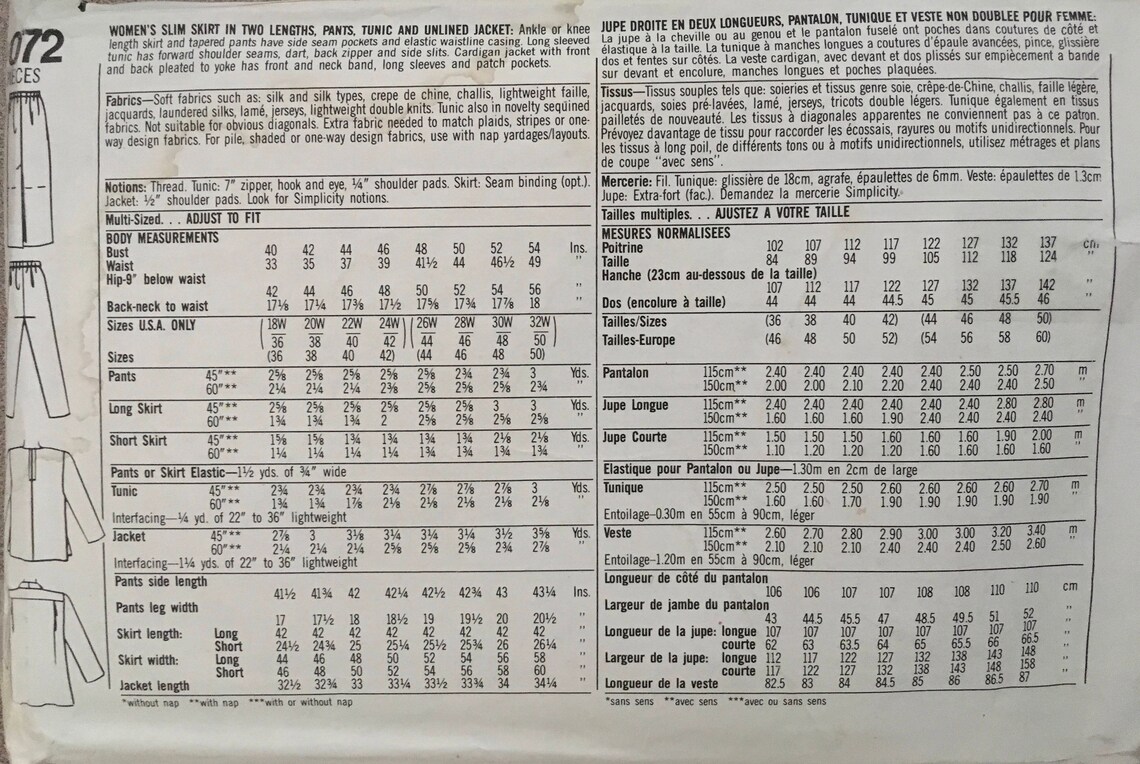 Simplicity 7072 Sewing Pattern Vintage CUT | Etsy