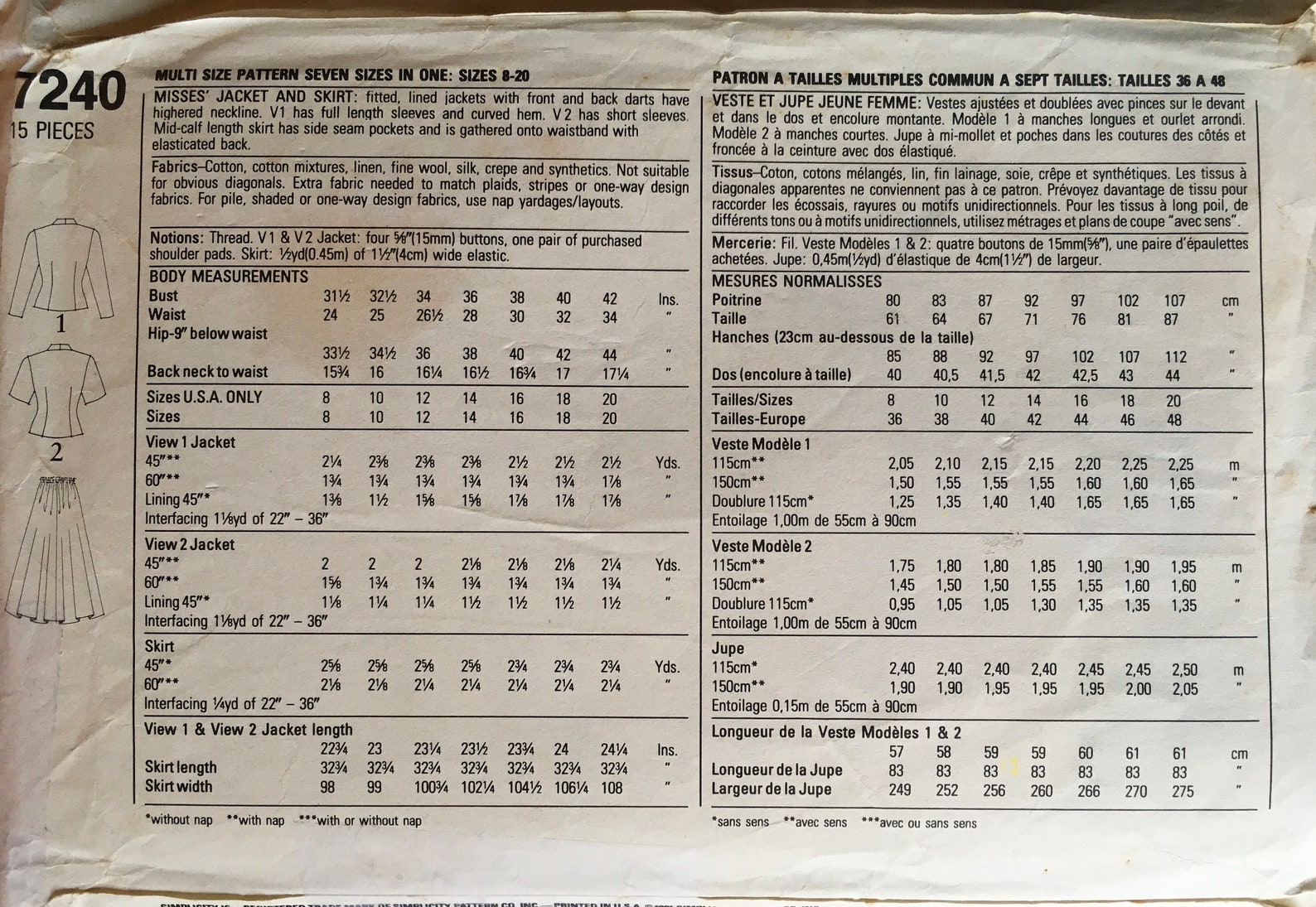 Simplicity 7240 Sewing Pattern vintage CUT - Etsy